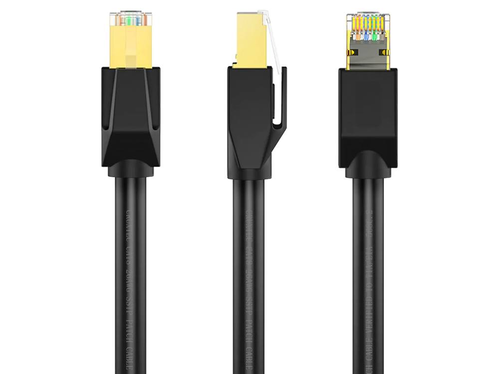 Cruxtec 15m CAT8 40GbE SF/FTP Triple Shielding Ethernet Cable - Black ...