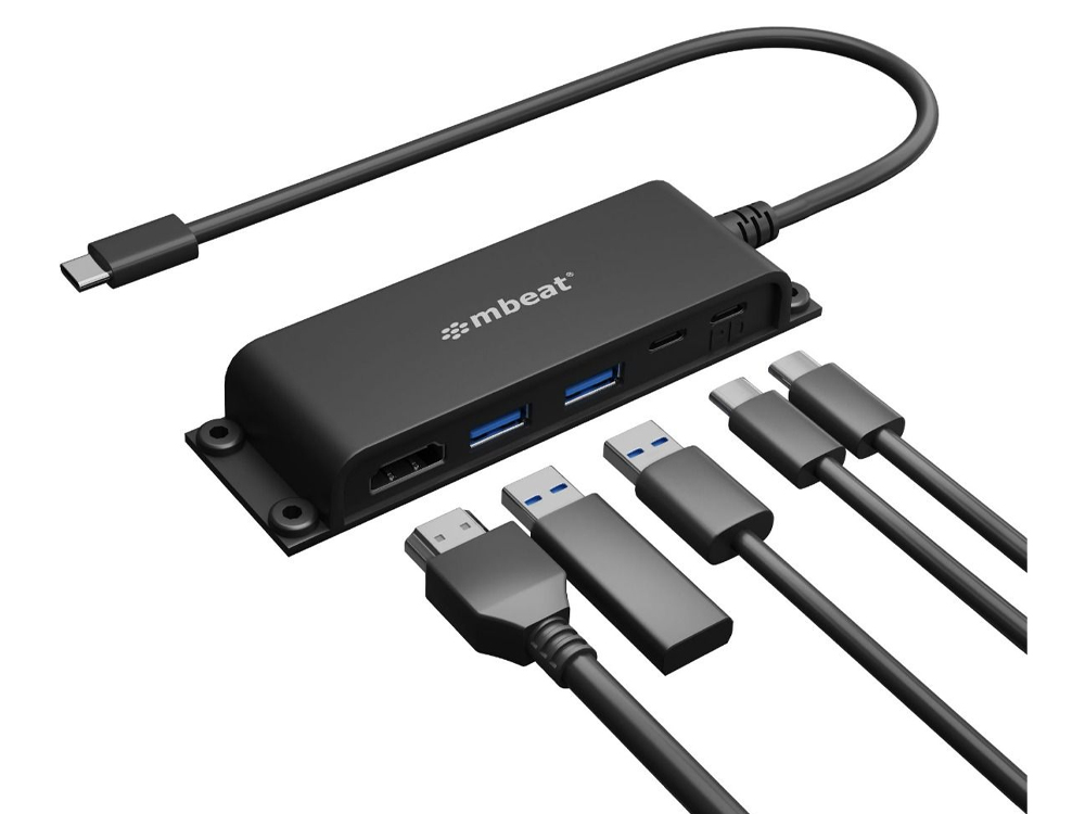 MBeat Mountable 5-Port 60W PD USB-C Hub | Docking Station | MB-HUB-E05