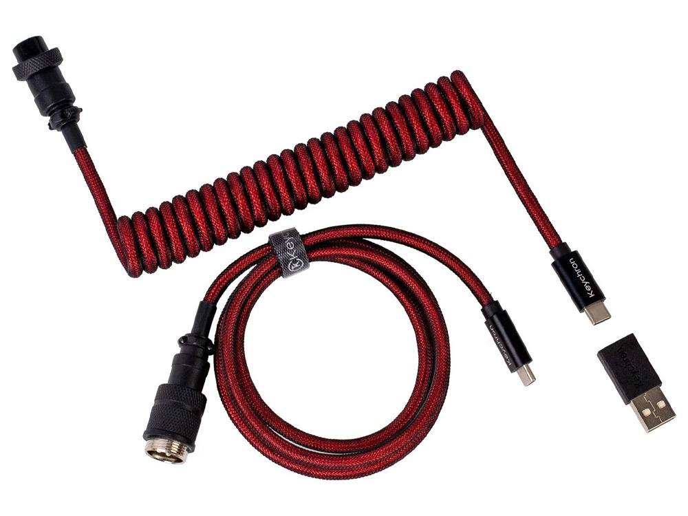 Keychron Premium Coiled Aviator Cable - Red (Straight Connector) for ...