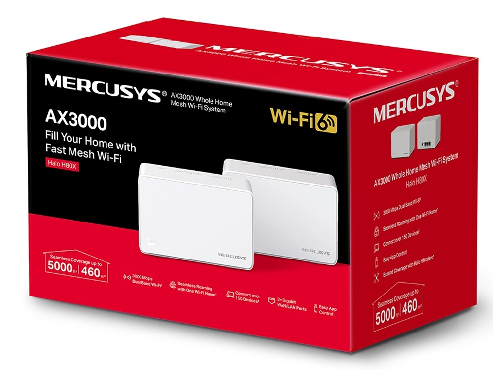 TP-Link Mercusys Halo H80X(2-pack) AX3000 Whole Home Mesh WiFi 6 System ...