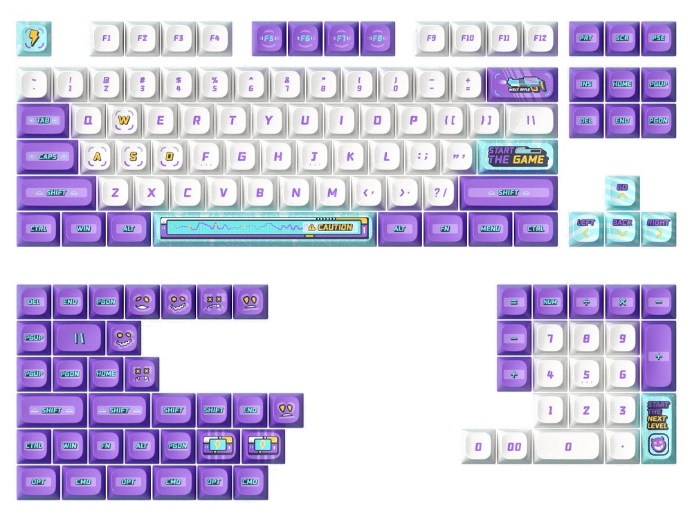 Keytok KDS Arcade-ia Dye-Sub PBT Keycaps (142-Key) | Keyboard Accessories