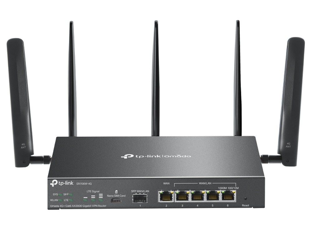 TP-Link ER706W-4G Omada 4G+ Cat6 AX3000 Gigabit VPN Router | Routers ...
