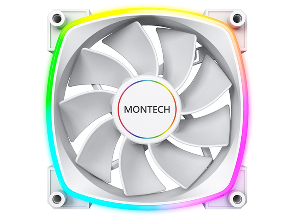 Montech RX140 PWM 140mm Reverse ARGB Fan - White | Case Fans & LED Lighting