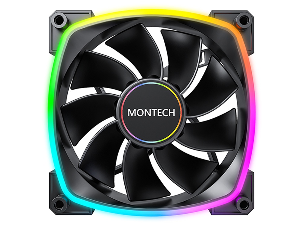 Montech RX140 PWM 140mm Reverse ARGB Fan - Black | Case Fans & LED Lighting