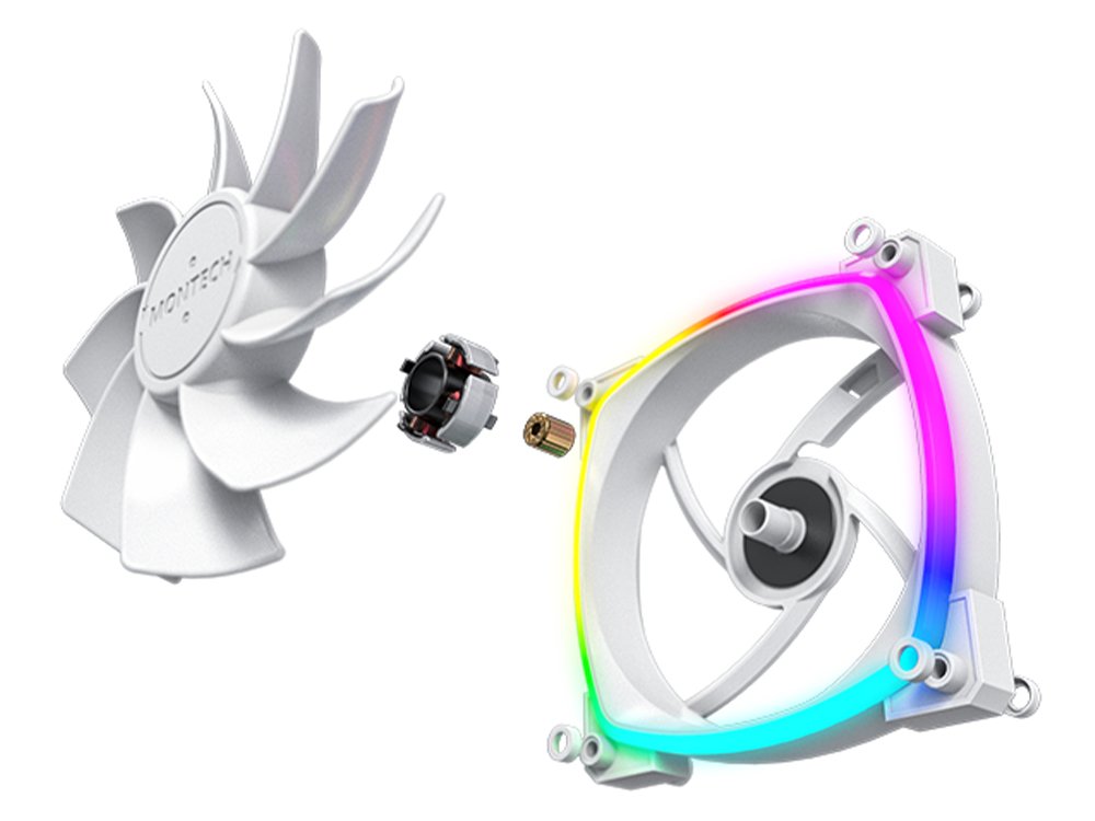 Montech RX120 PWM 120mm Reverse ARGB Fan - White | Case Fans & LED Lighting