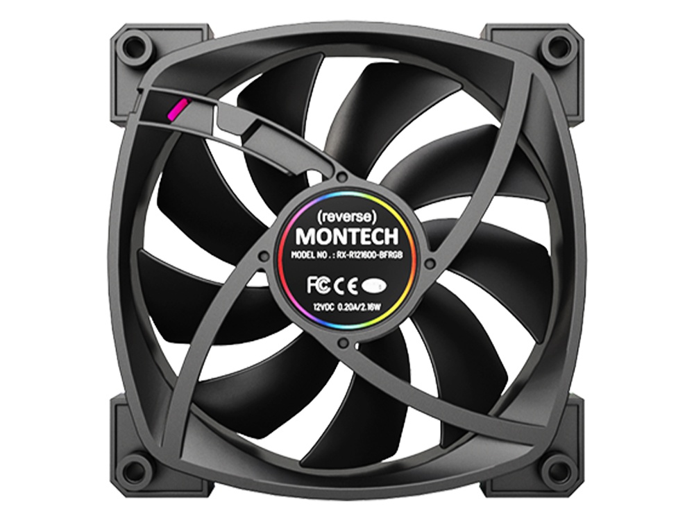 Montech RX120 PWM 120mm Reverse ARGB Fan - Black | Case Fans & LED Lighting