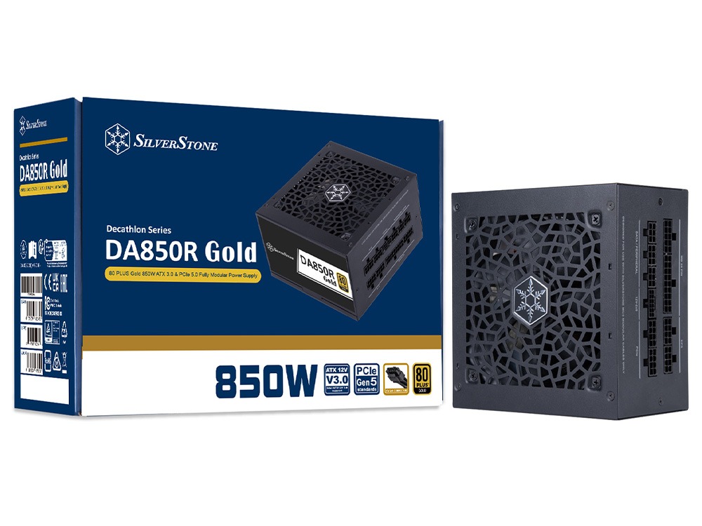 SilverStone DA850R Gold 850W 80+ Gold ATX 3.0 PCIe 5.0 Fully Modular ...