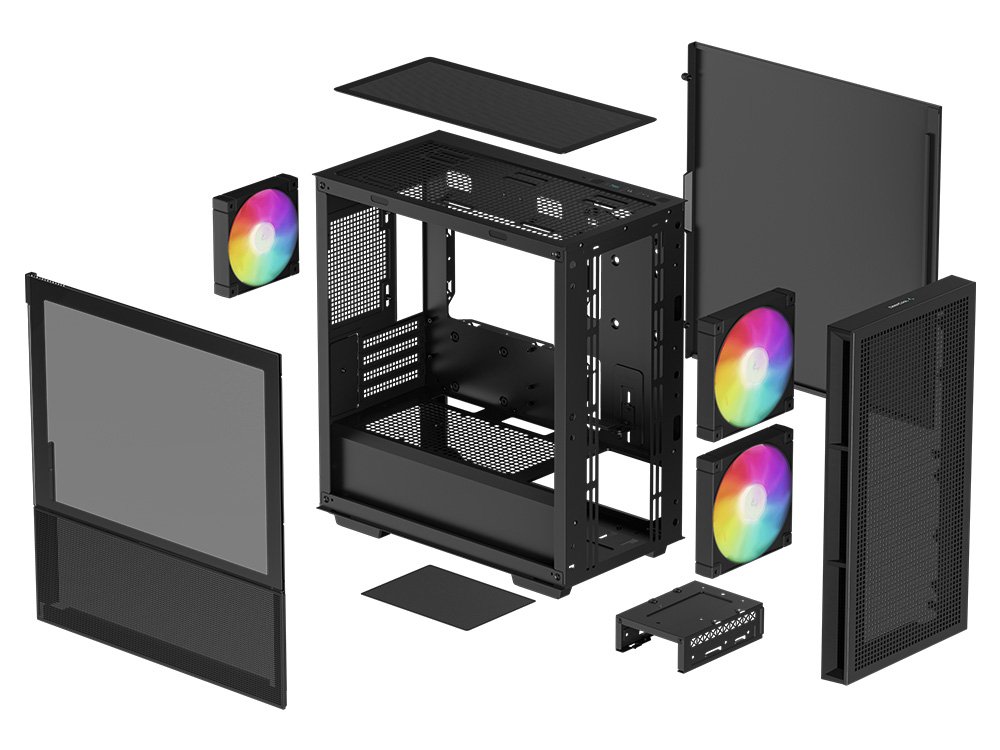Deepcool CH360 Tempered Glass mATX Case - Black | Computer Cases
