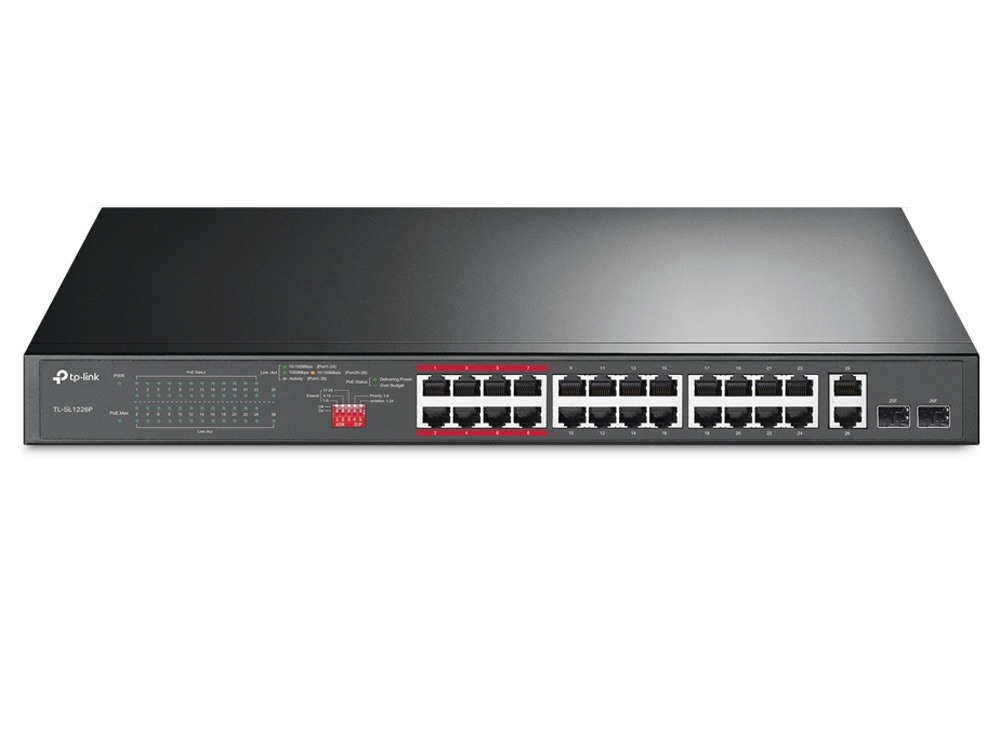 TP-Link 24-Port 10/100Mbps + 2-Port Gigabit Rackmount Switch (TL ...