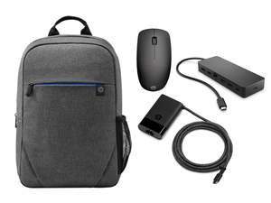 HP Prelude 15.6" Bag + USB-C Hub + 65W Laptop Charger + Wireless Mouse ...