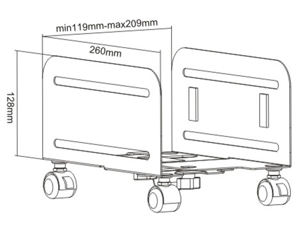 Brateck CPB-4 Universal Mobile CPU Stand for ATX Cases [CPB-4]