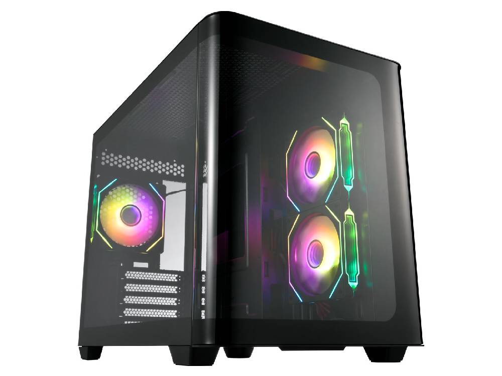 FSP S380 Curved Tempered Glass Side Panel Micro-ATX Case - Black [S380-BA]