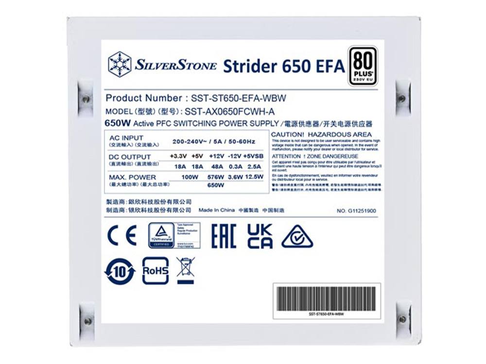 SilverStone Strider 650 EFA 80+ 650W ATX Power Supply - White [SST ...