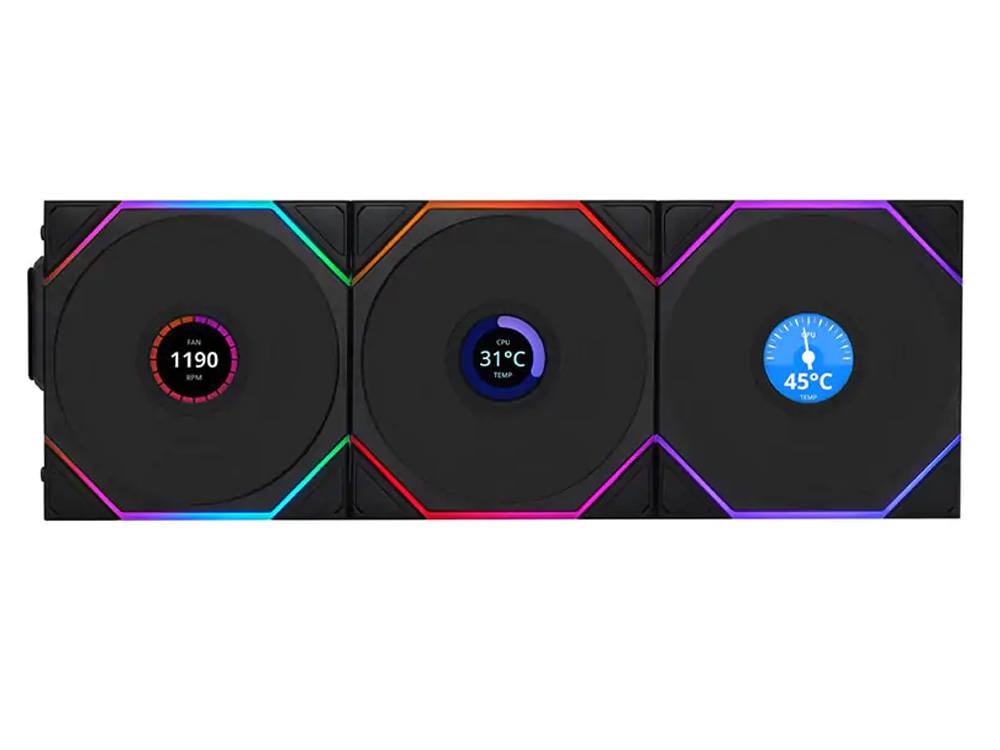 Lian Li Uni Fan TL120 LCD Wireless ARGB 120mm Fan - Black (3-Pack ...