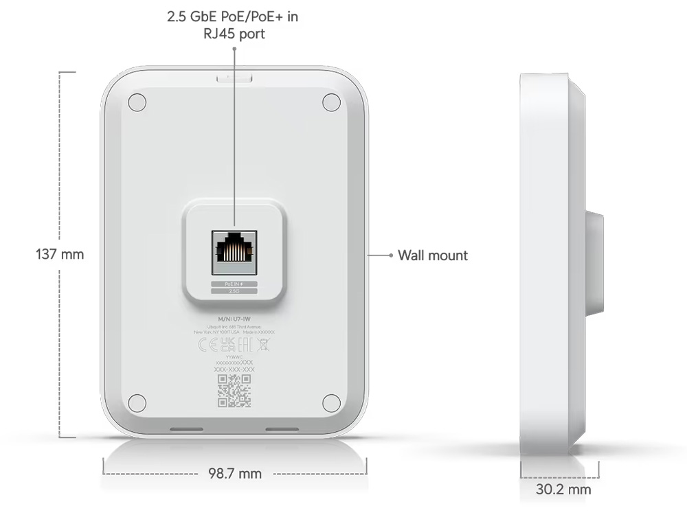 Ubiquiti U7 In-Wall Wall-mounted WiFi? 7 Access Point [U7-IW]