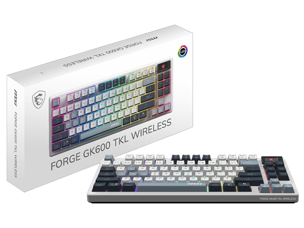 MSI Forge GK600 TKL Wireless Sky RGB Linear Switch Gaming Keyboard ...