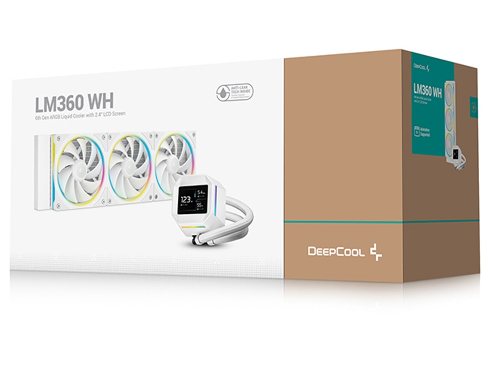 Deepcool LM360 360mm Compact 2.4" IPS Display Liquid CPU Cooler - White [R-LM360-WHDMMC-1]