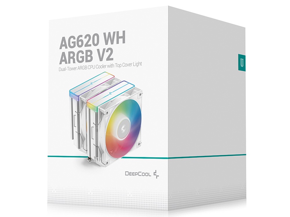 Deepcool AG620 V2 120mm with ARGB Top Cover CPU Cooler - White [R-AG620 ...