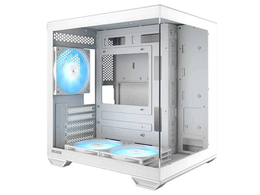 Okinos Mirage 4 ARGB Tempered Glass Side Panel Micro-ATX Case - White ...