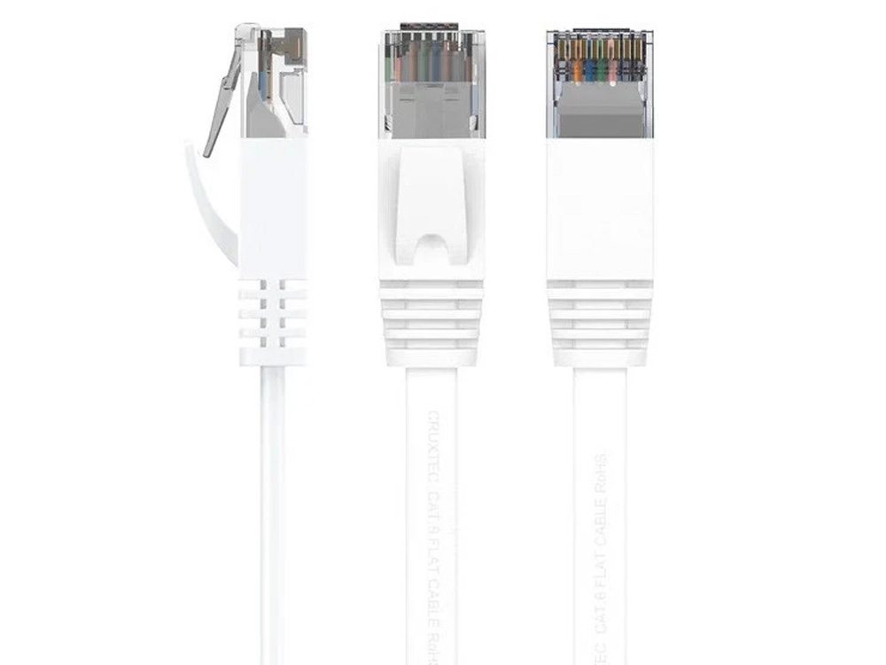 Cruxtec FC6 10m CAT6 UTP Flat Ethernet Cable - White [FC6-100-WH]